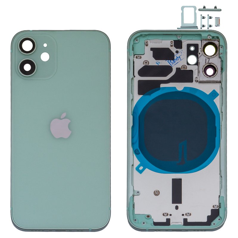 Housing compatible with iPhone 12 mini, (green, with SIM card holders ...