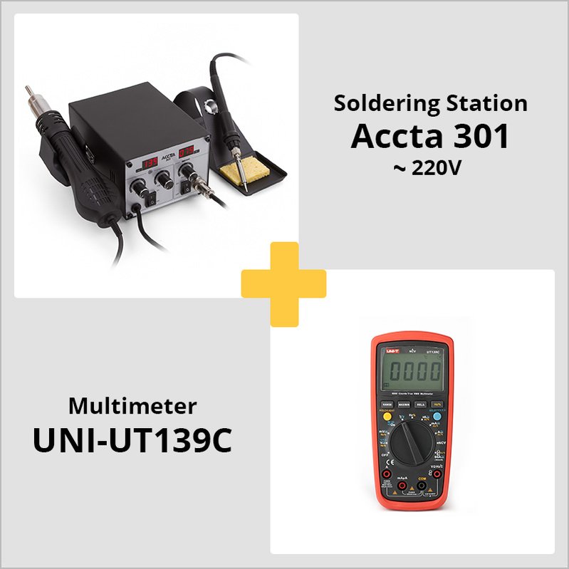 Combo: Accta 301 Hot Air Rework Station + UNI-T UT139C Digital ...
